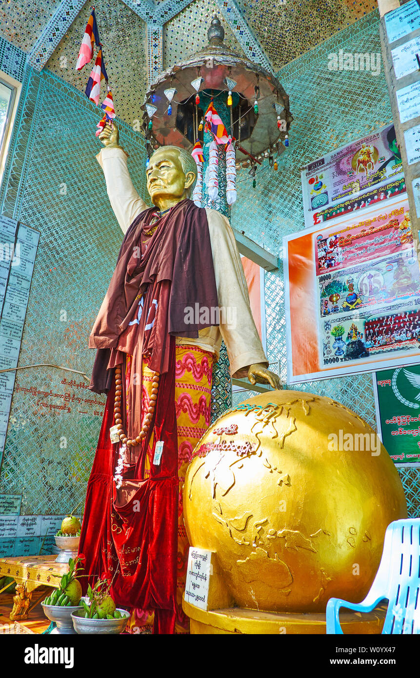 POPA, MYANMAR - FEBRUARY 26, 2018: The Nat Shrine with a statue of ...