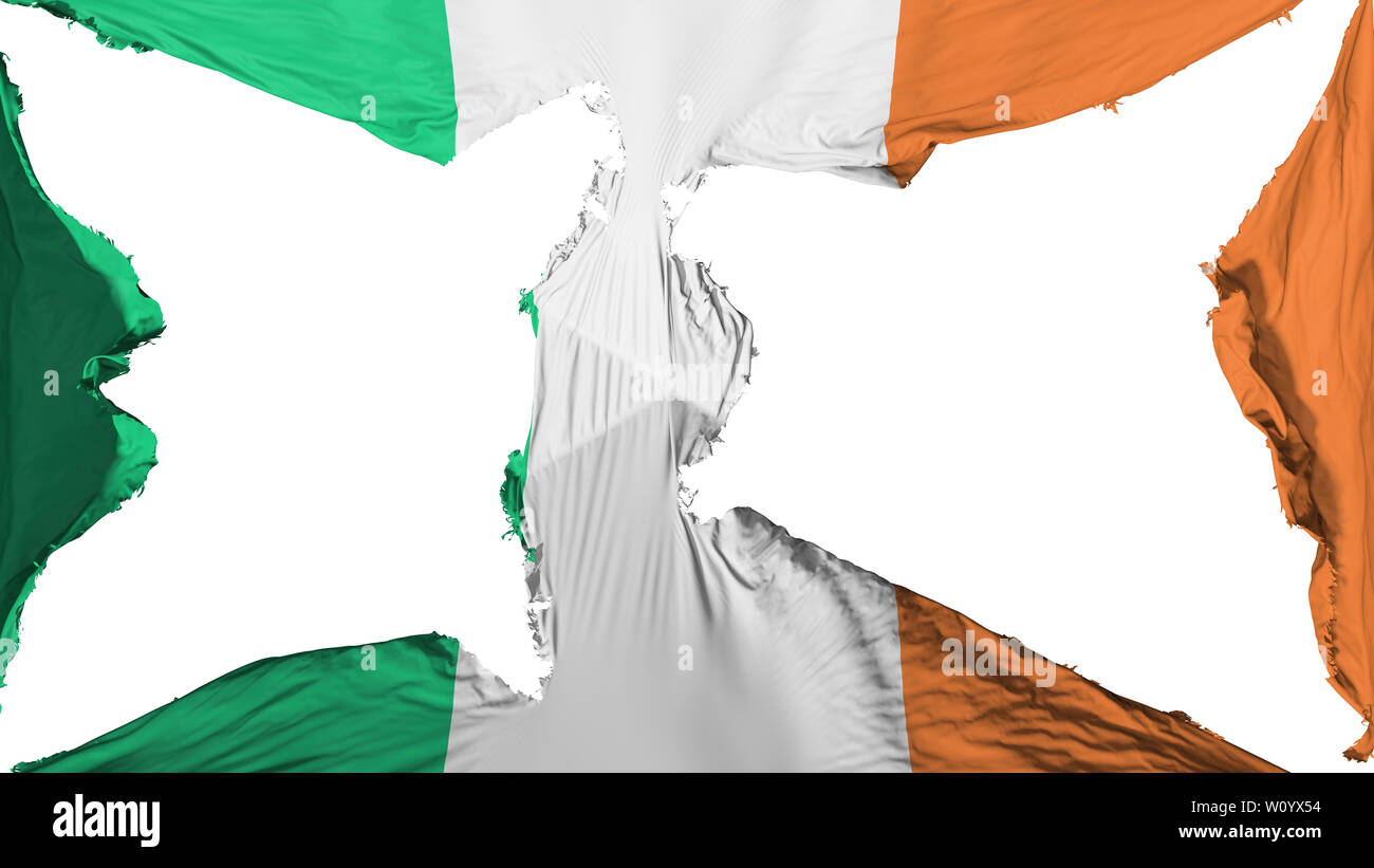 Destroyed Ireland flag, white background, 3d rendering Stock Photo - Alamy