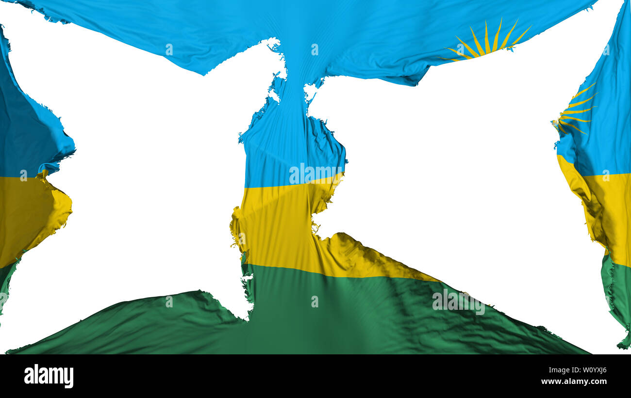 Destroyed Rwanda flag, white background, 3d rendering Stock Photo - Alamy