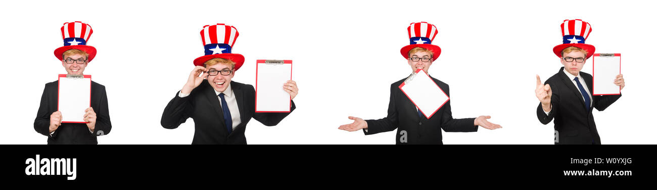 Man wearing hat with american symbols Stock Photo - Alamy