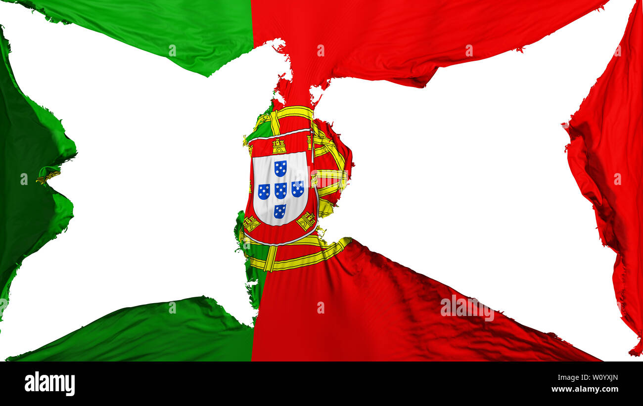 Destroyed Portugal flag, white background, 3d rendering Stock Photo - Alamy