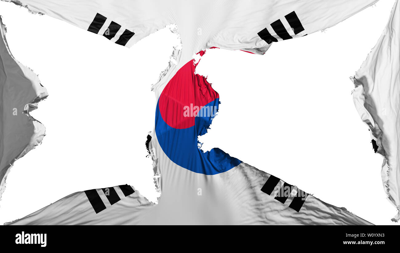 Destroyed South Korea flag, white background, 3d rendering Stock Photo ...