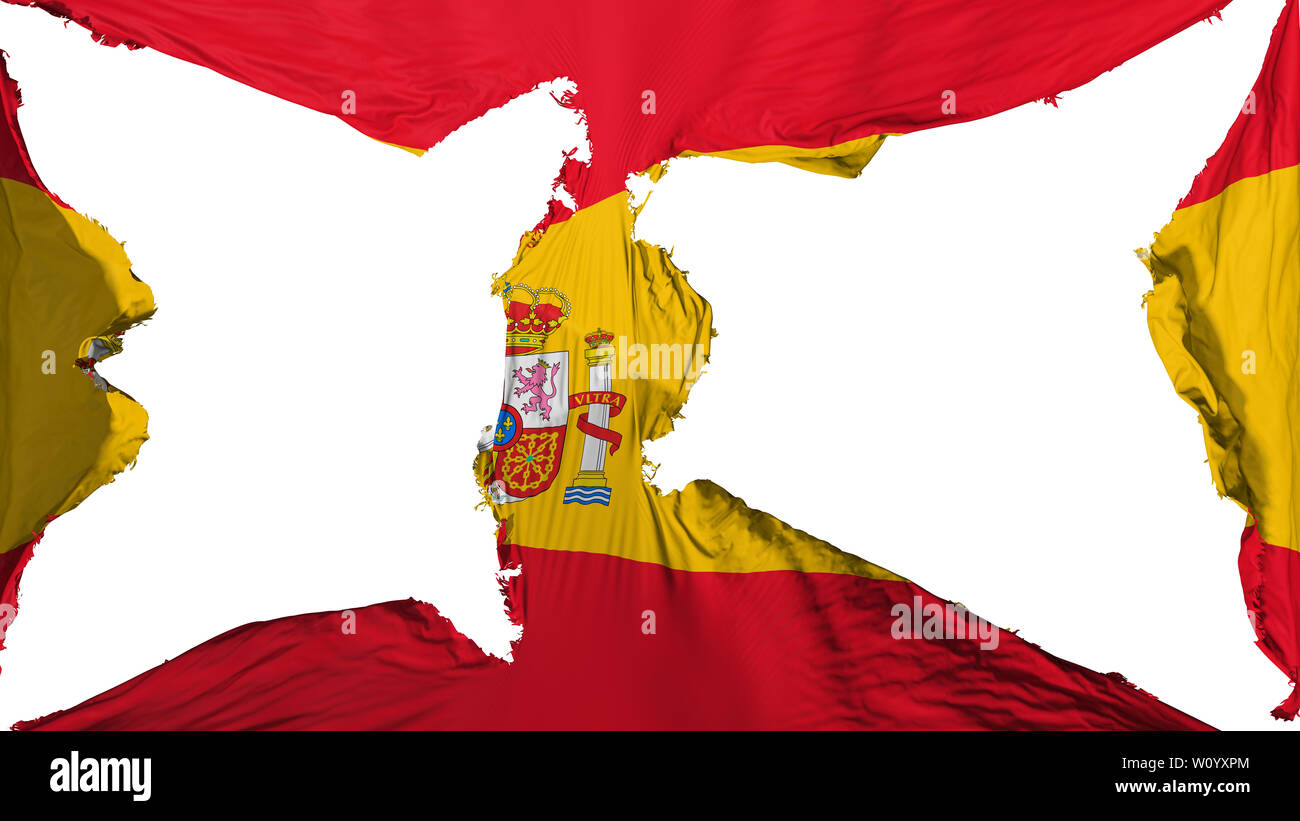 Destroyed Spain flag, white background, 3d rendering Stock Photo - Alamy