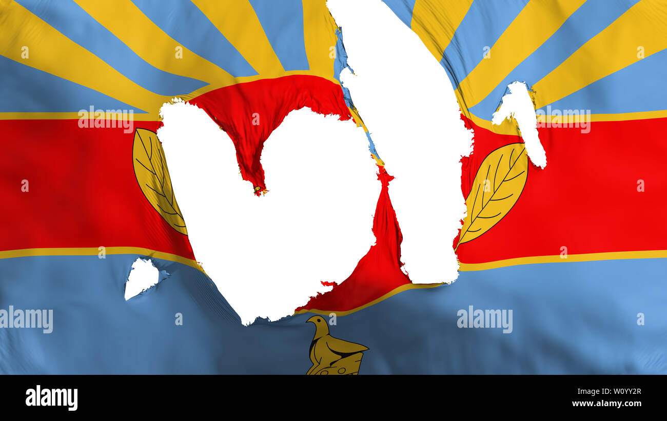 Ragged Harare, capital of Zimbabwe flag, white background, 3d rendering ...