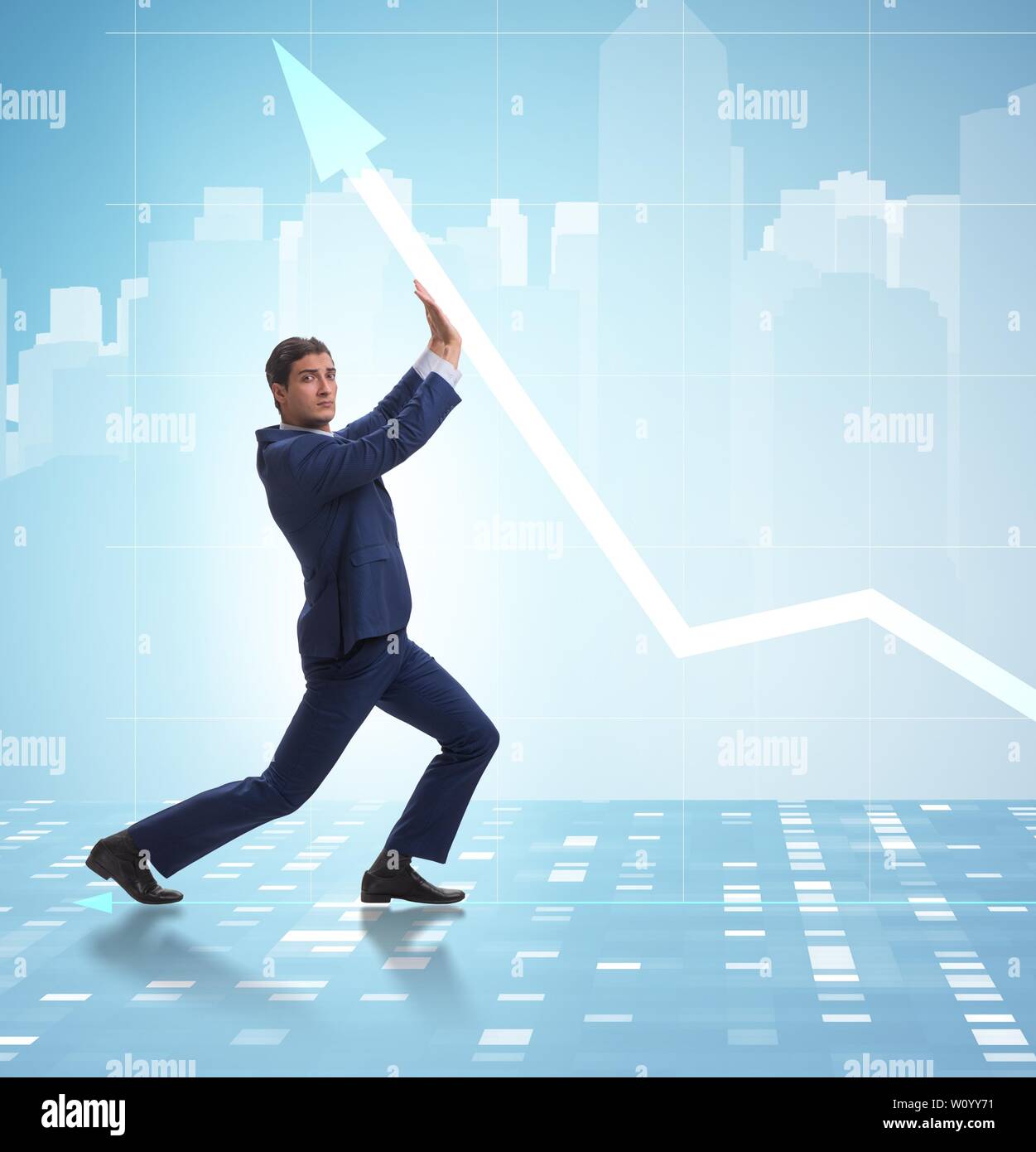 Young businessman supporting economic growth on business chart Stock ...