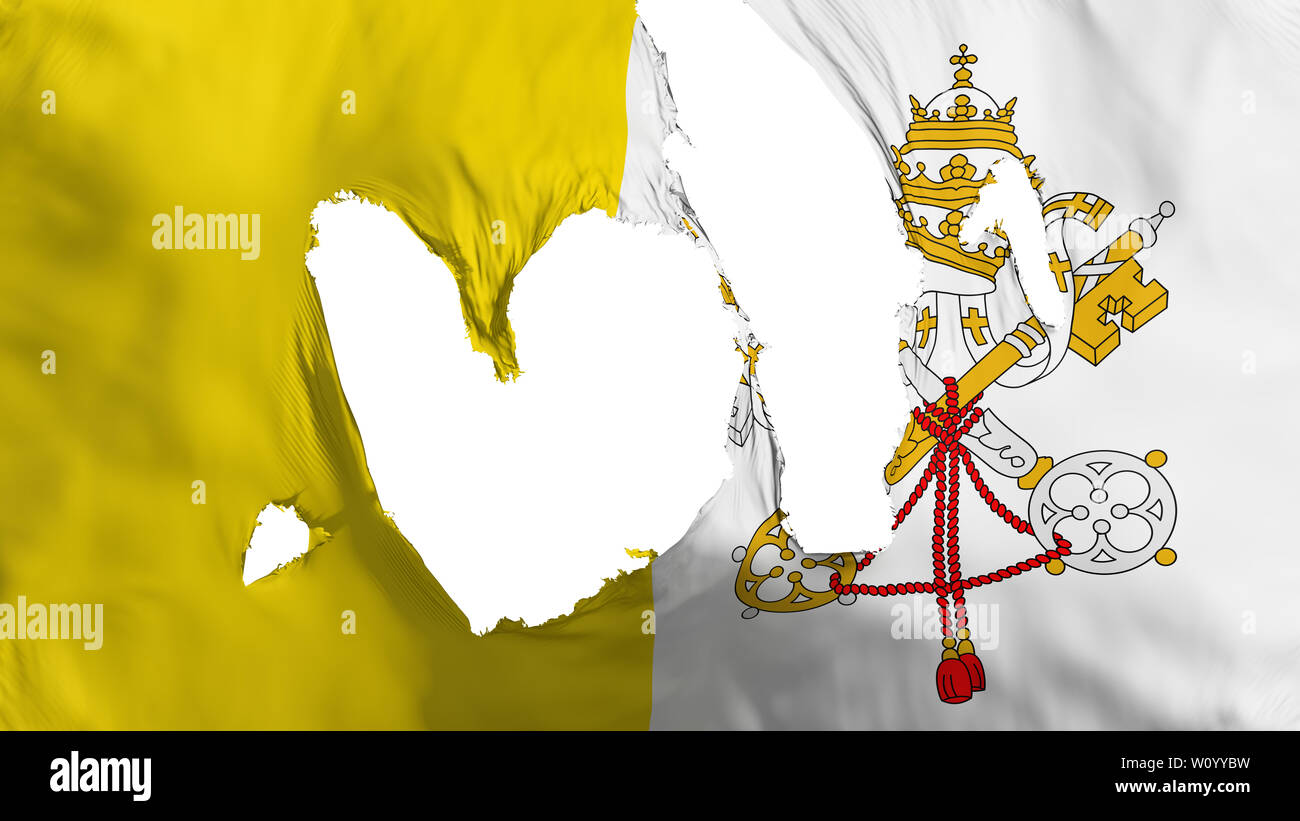 Ragged Vatican city, capital of Vatican flag, white background, 3d ...