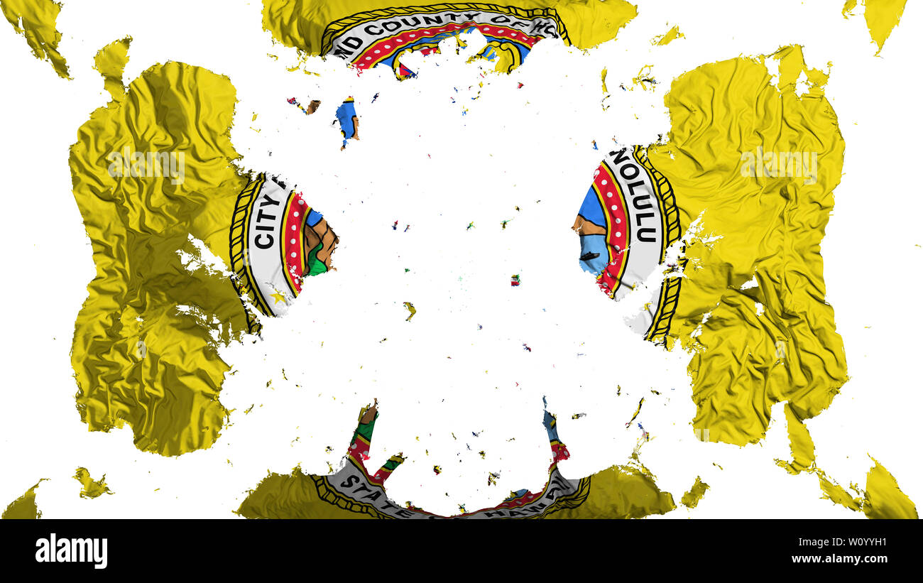 Scattered Honolulu city, capital of Hawaii state flag, white background ...