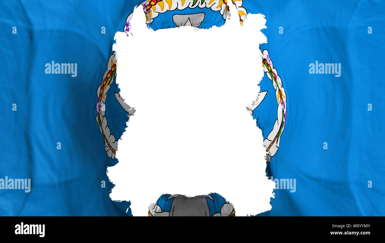 Ripped Northern Marian Islands flying flag, over white background, 3d ...