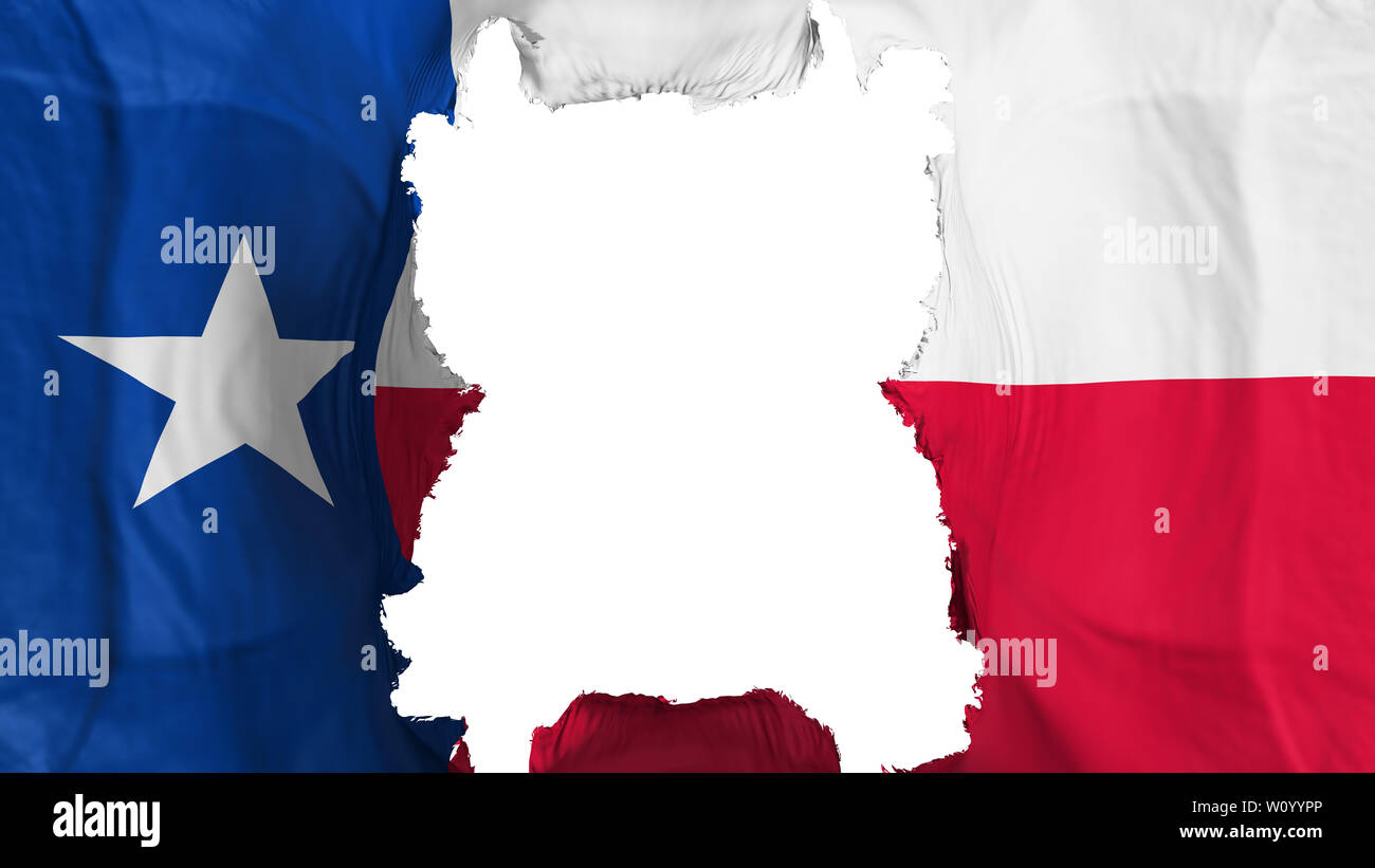 Ripped Texas state flying flag, over white background, 3d rendering ...