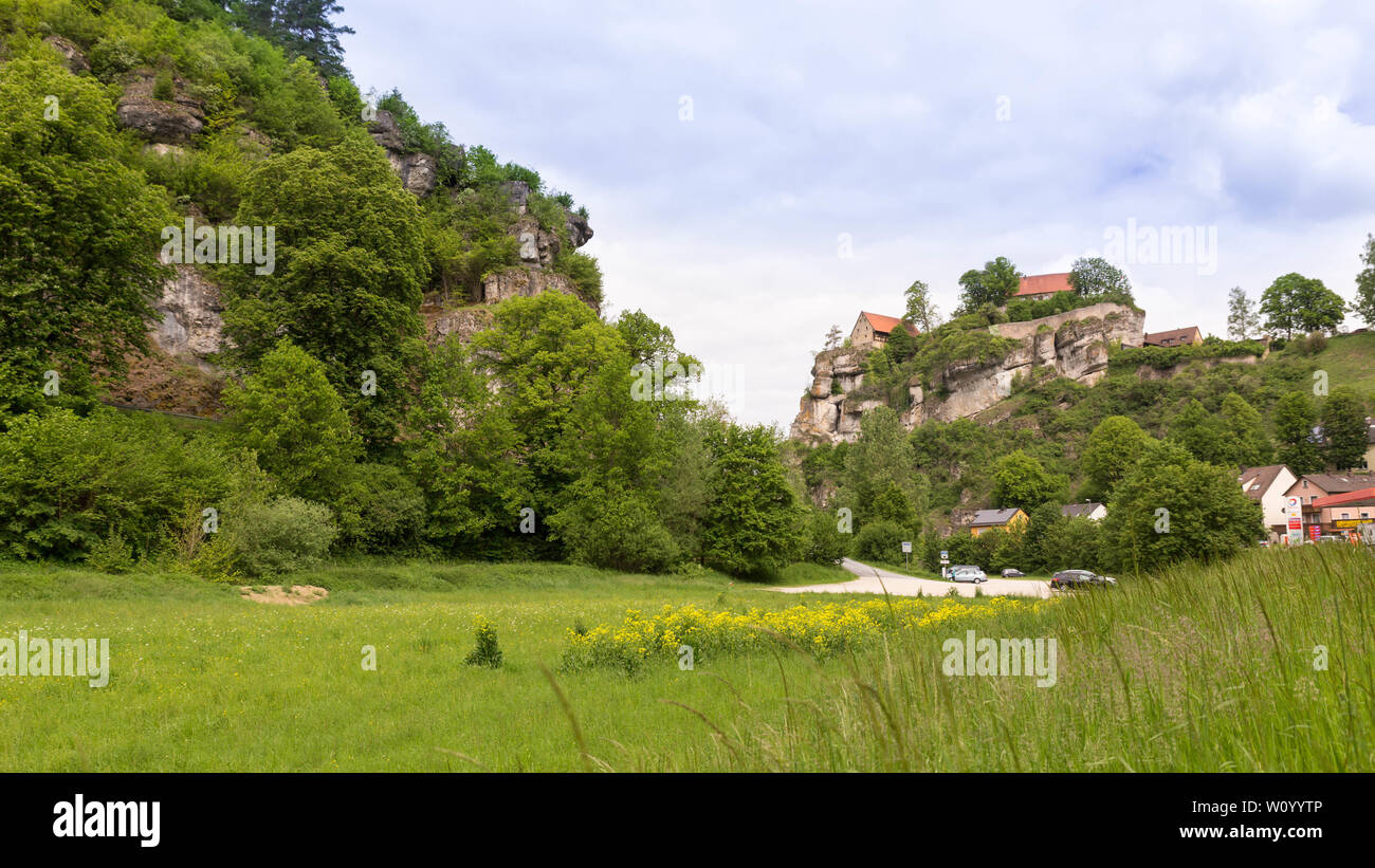 Pottenstein with castle Stock Photo - Alamy