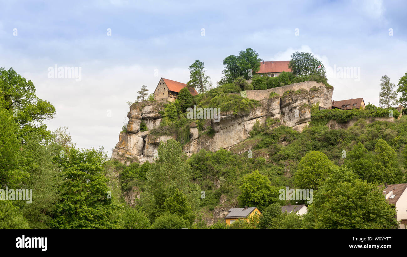 Pottenstein with castle Stock Photo - Alamy