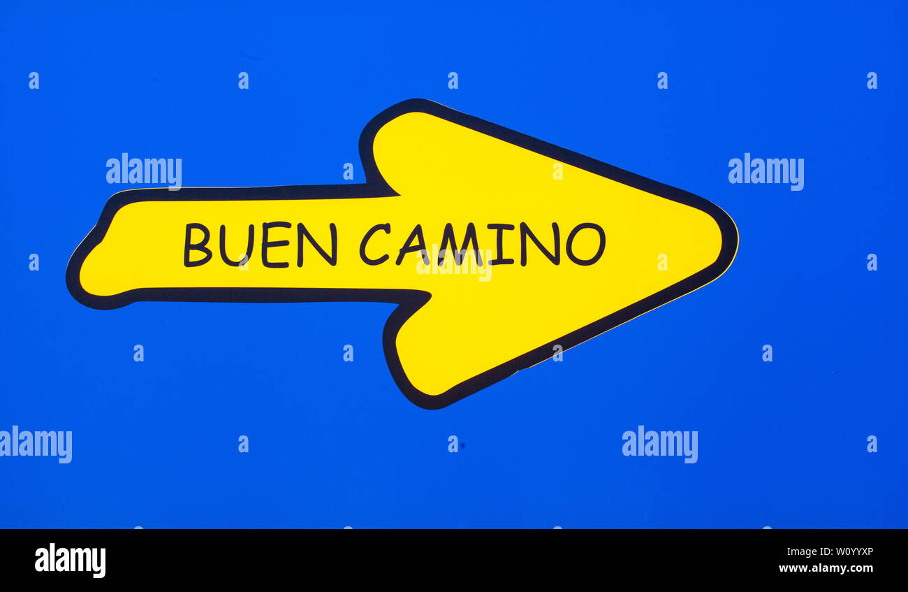 Sign post on the Camino de Santiago the way of St James Spain saying ...