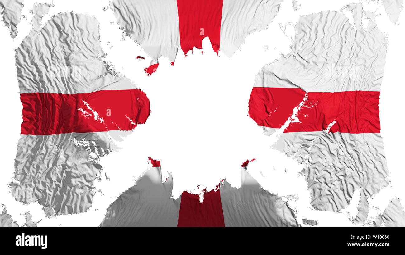 England torn flag fluttering in the wind, over white background, 3d ...
