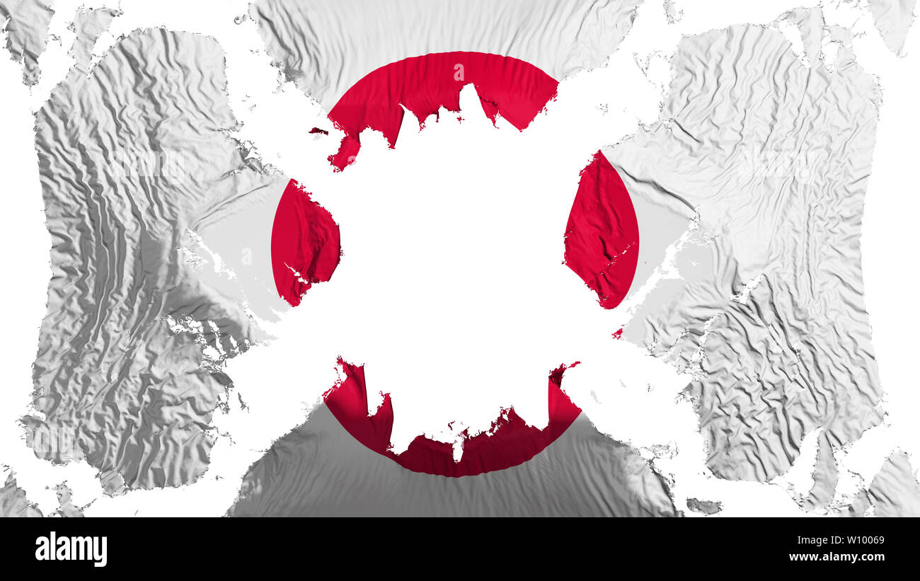 Japan torn flag fluttering in the wind, over white background, 3d ...