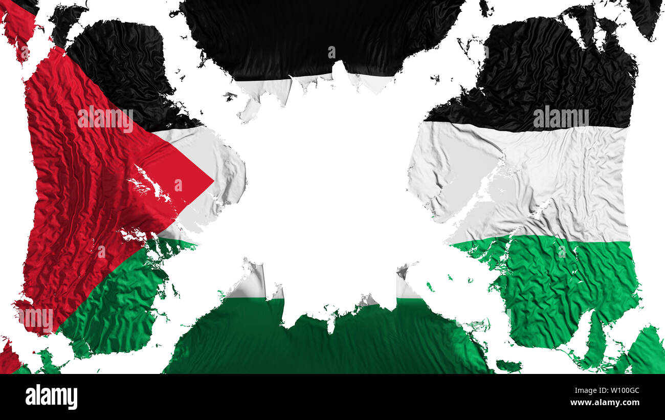 Palestine torn flag fluttering in the wind, over white background, 3d ...