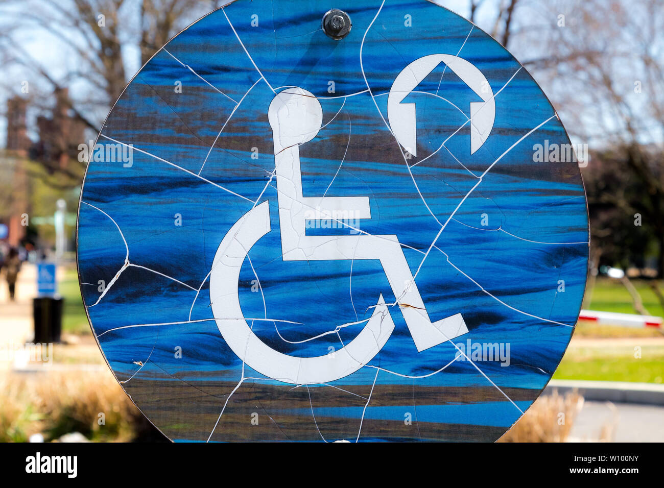 Handicapped sign weathered outdoors Stock Photo - Alamy