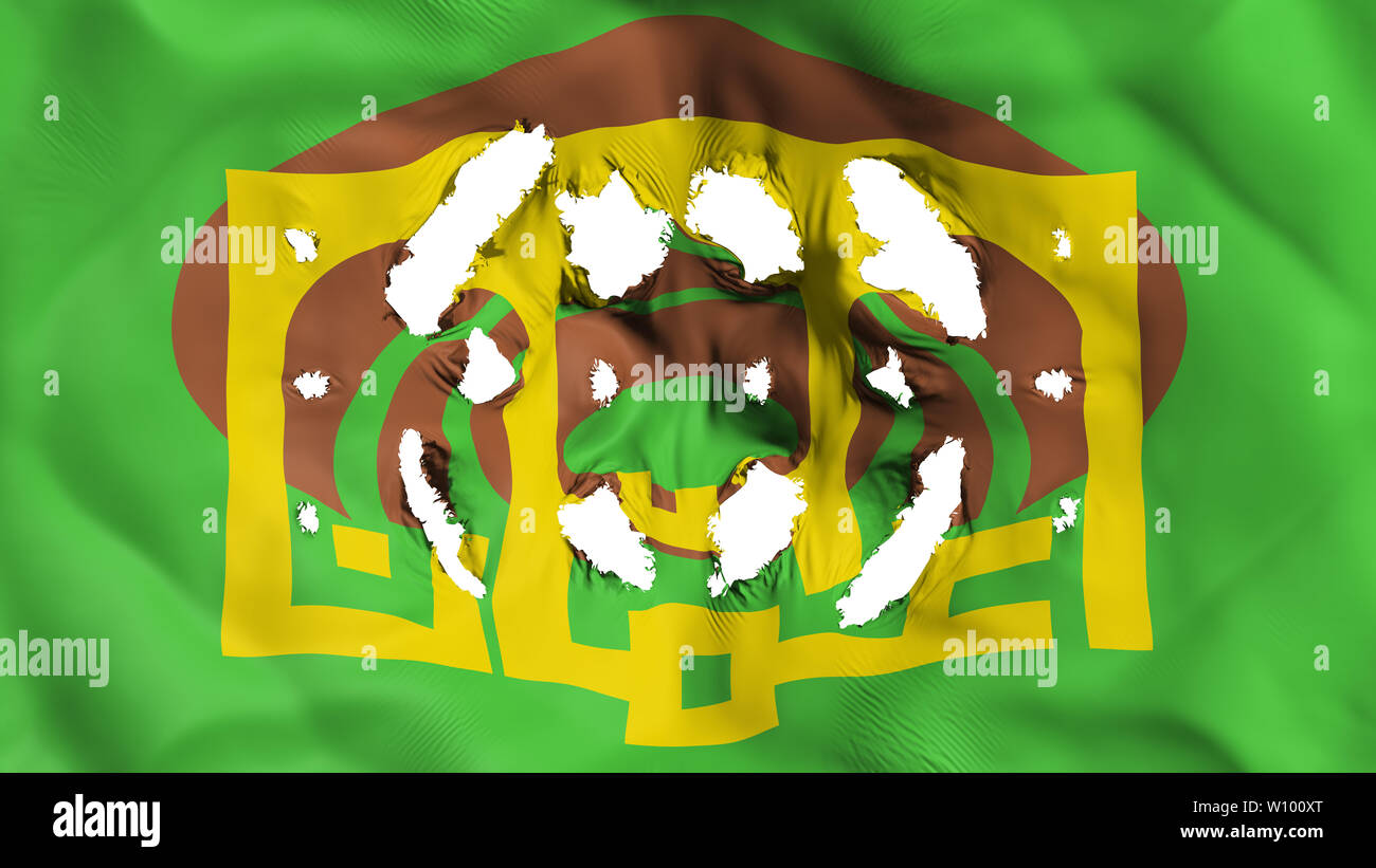 Amman, capital of Jordan flag with a small holes, white background, 3d ...