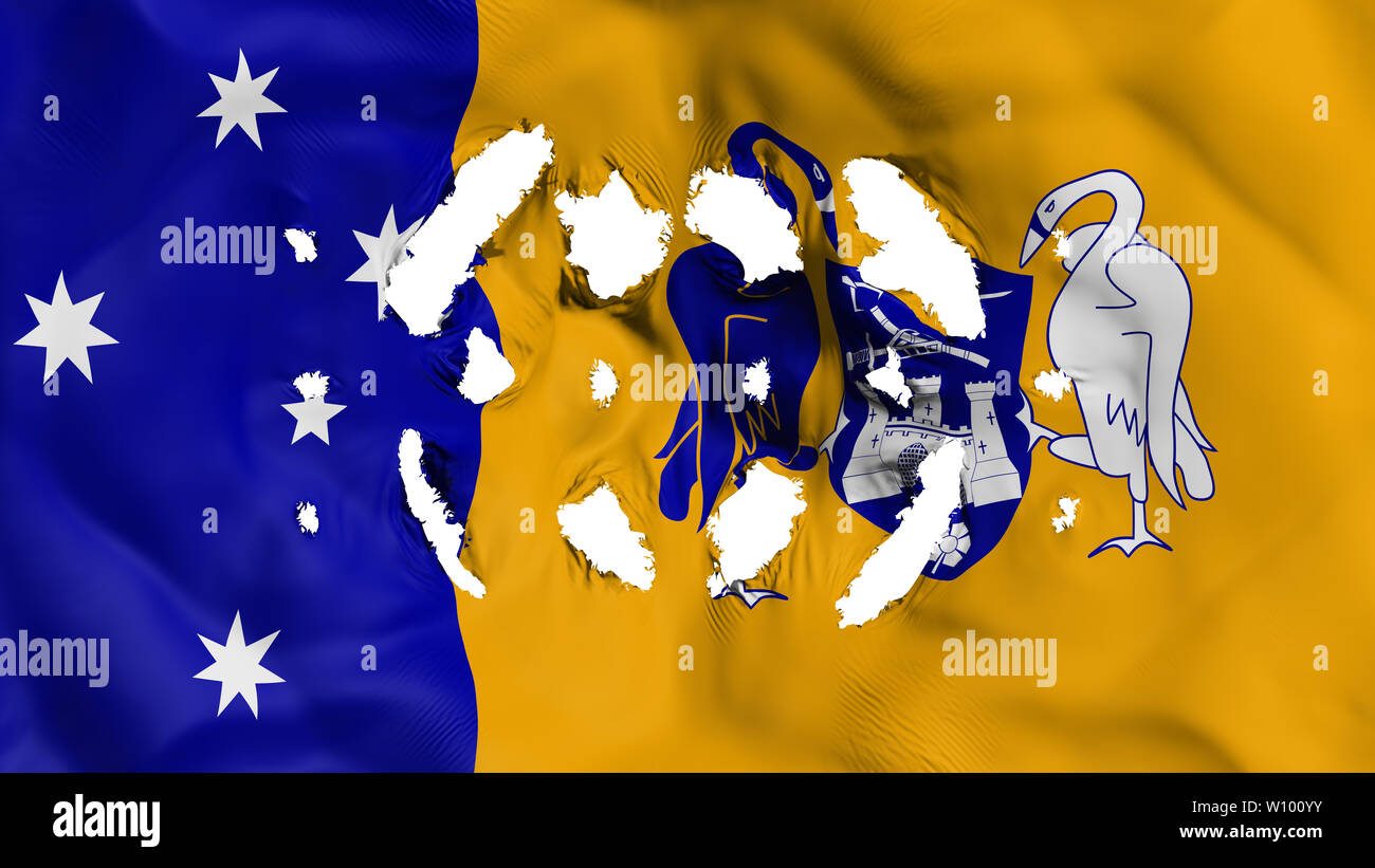 Canberra, capital of Australia flag with a small holes, white ...