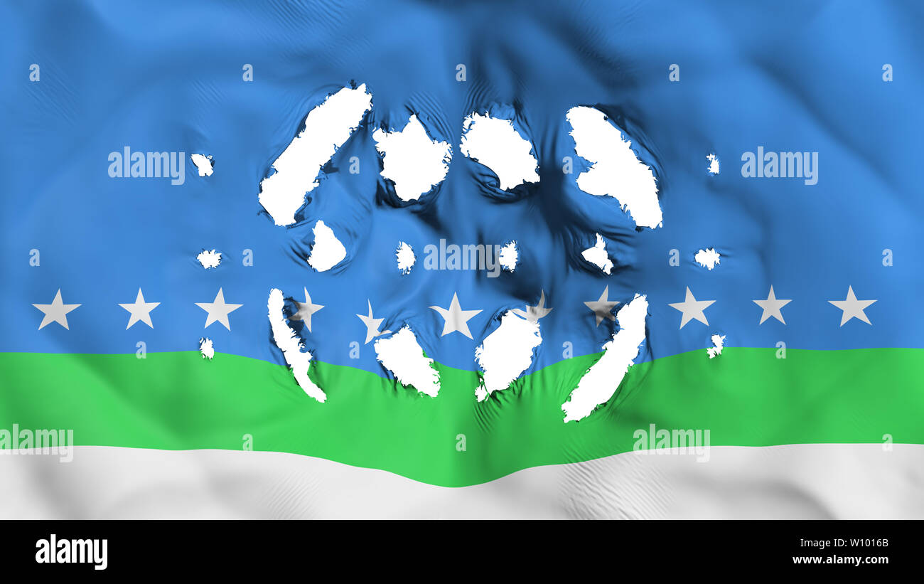 San Jose city, capital of Costa Rica flag with a small holes, white ...