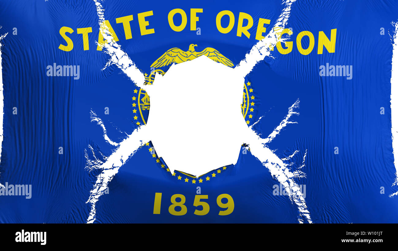 Oregon state flag with a hole Stock Photo - Alamy