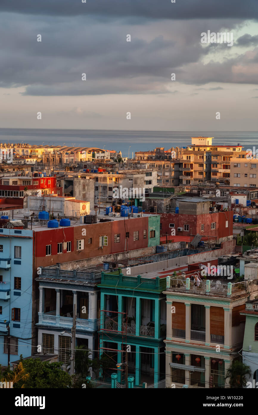 Aerial view of the residential homes in Havana City, Capital of Cuba ...