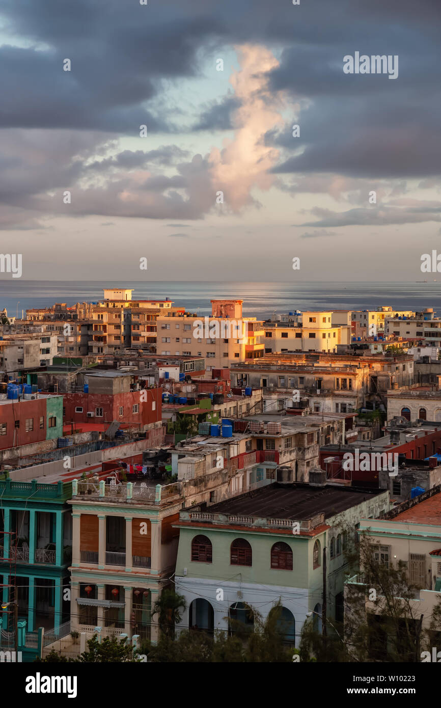 Aerial view of the residential homes in Havana City, Capital of Cuba ...
