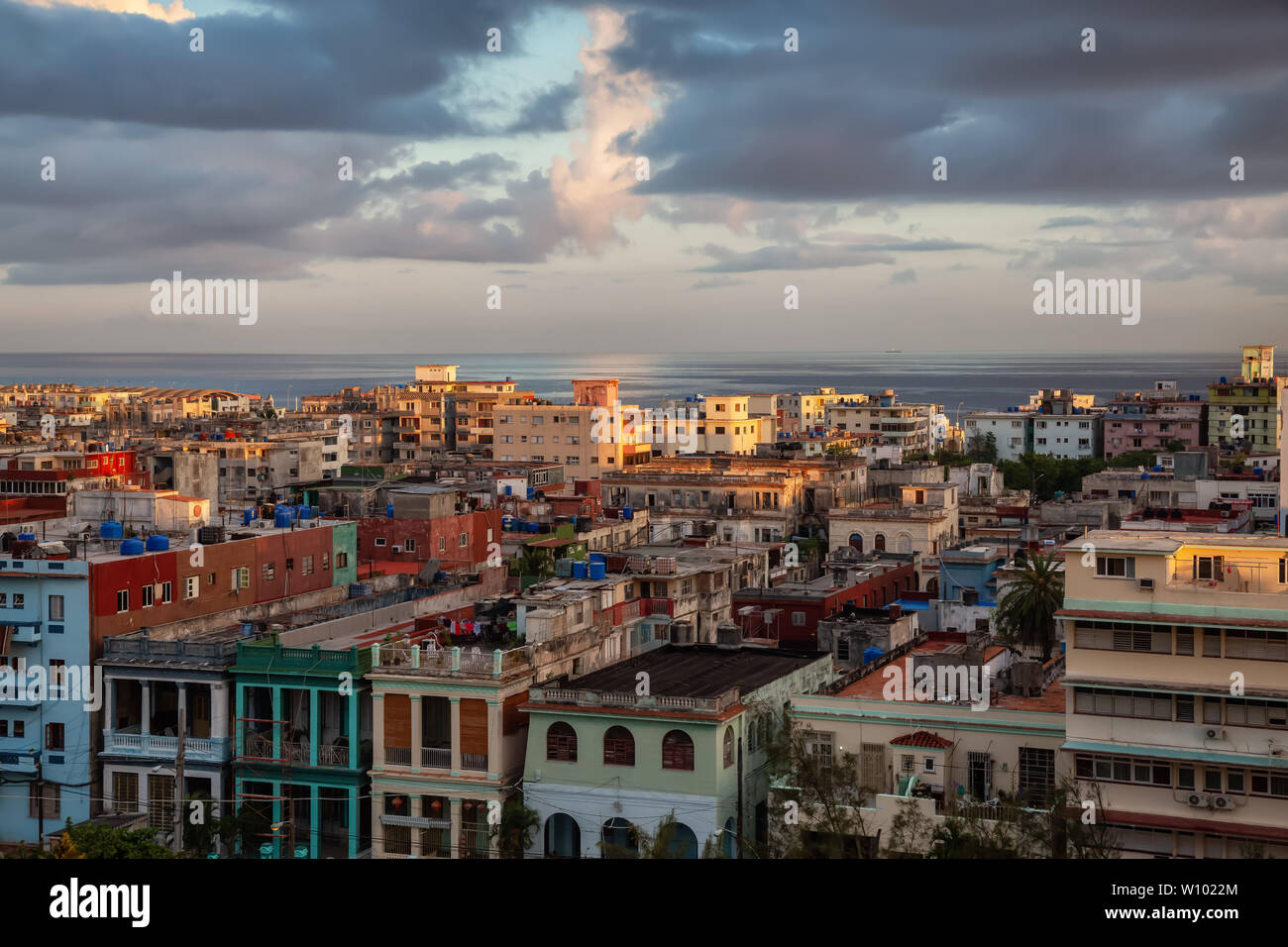 Aerial view of the residential homes in Havana City, Capital of Cuba ...