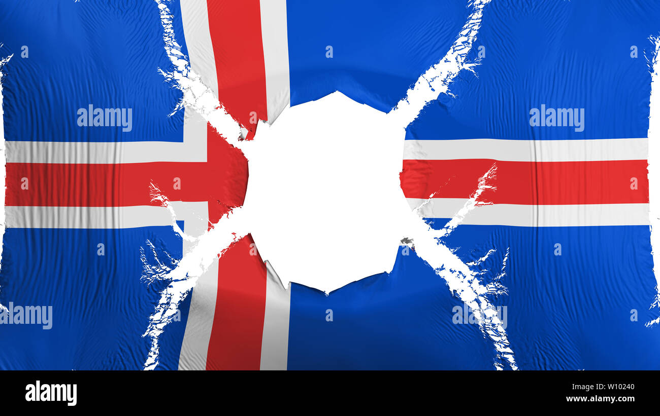 Iceland flag with a hole Stock Photo - Alamy