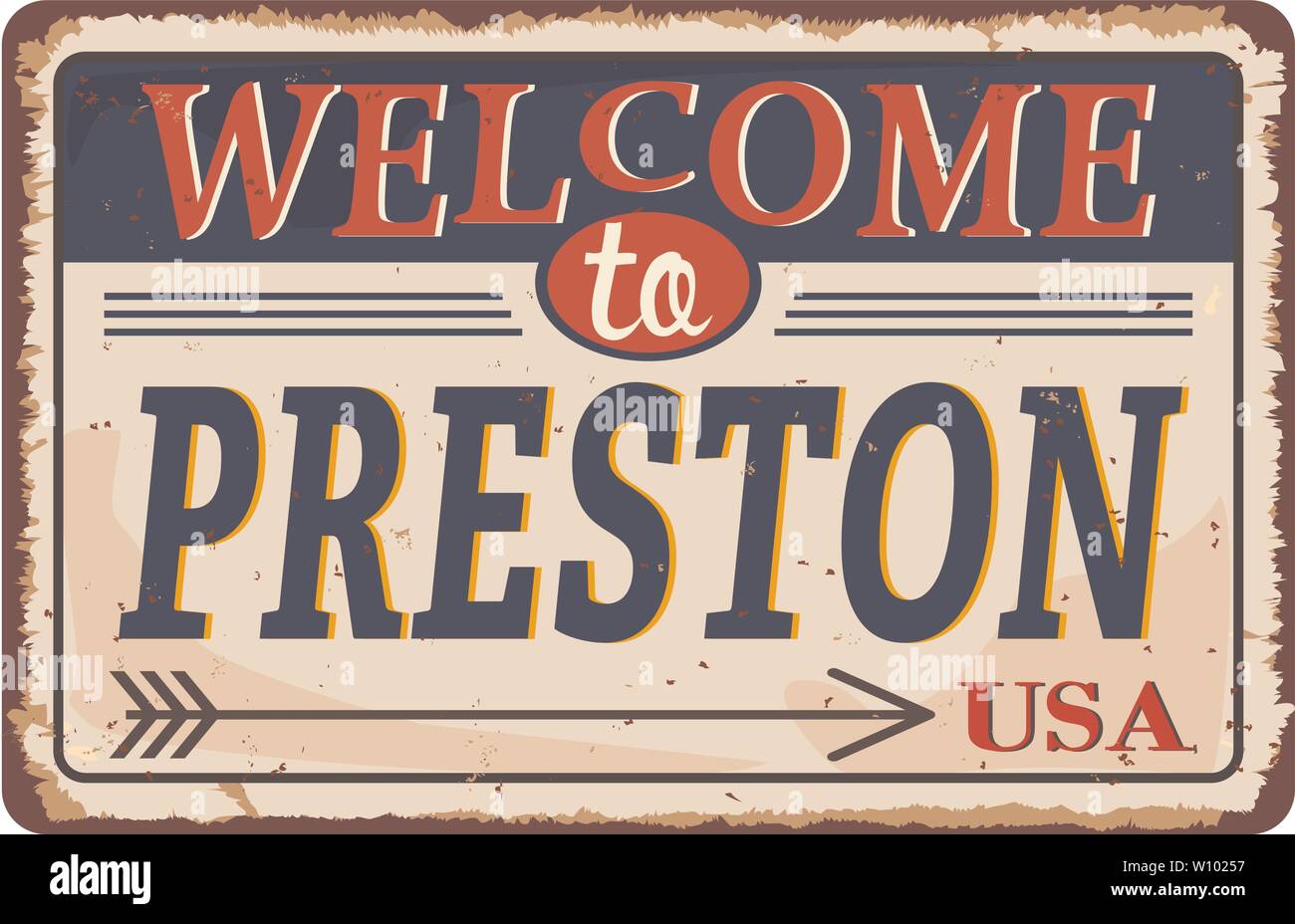 Preston vintage rusty metal sign on a white background, vector ...