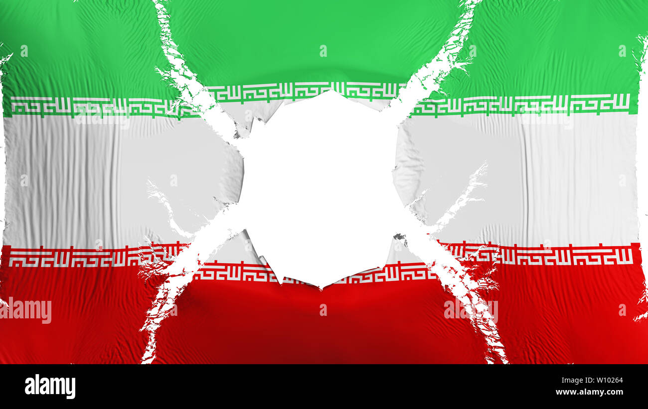 Iran flag with a hole Stock Photo - Alamy
