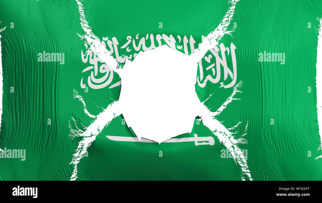 Saudi Arabia flag with a hole Stock Photo - Alamy