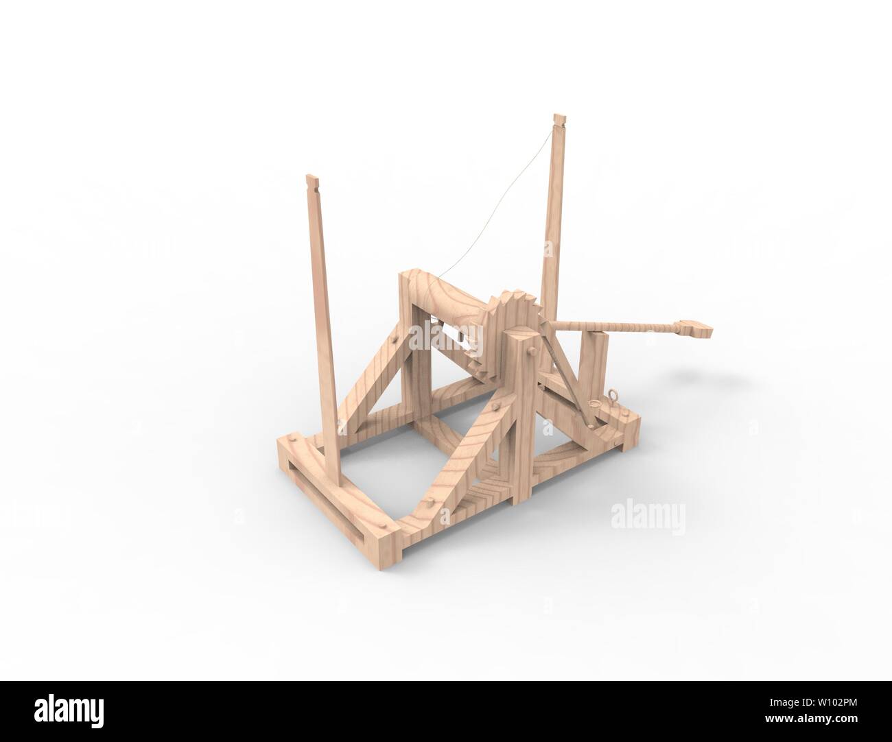 3d rendering of a Leonardo Da Vinci catapult isolated in white ...