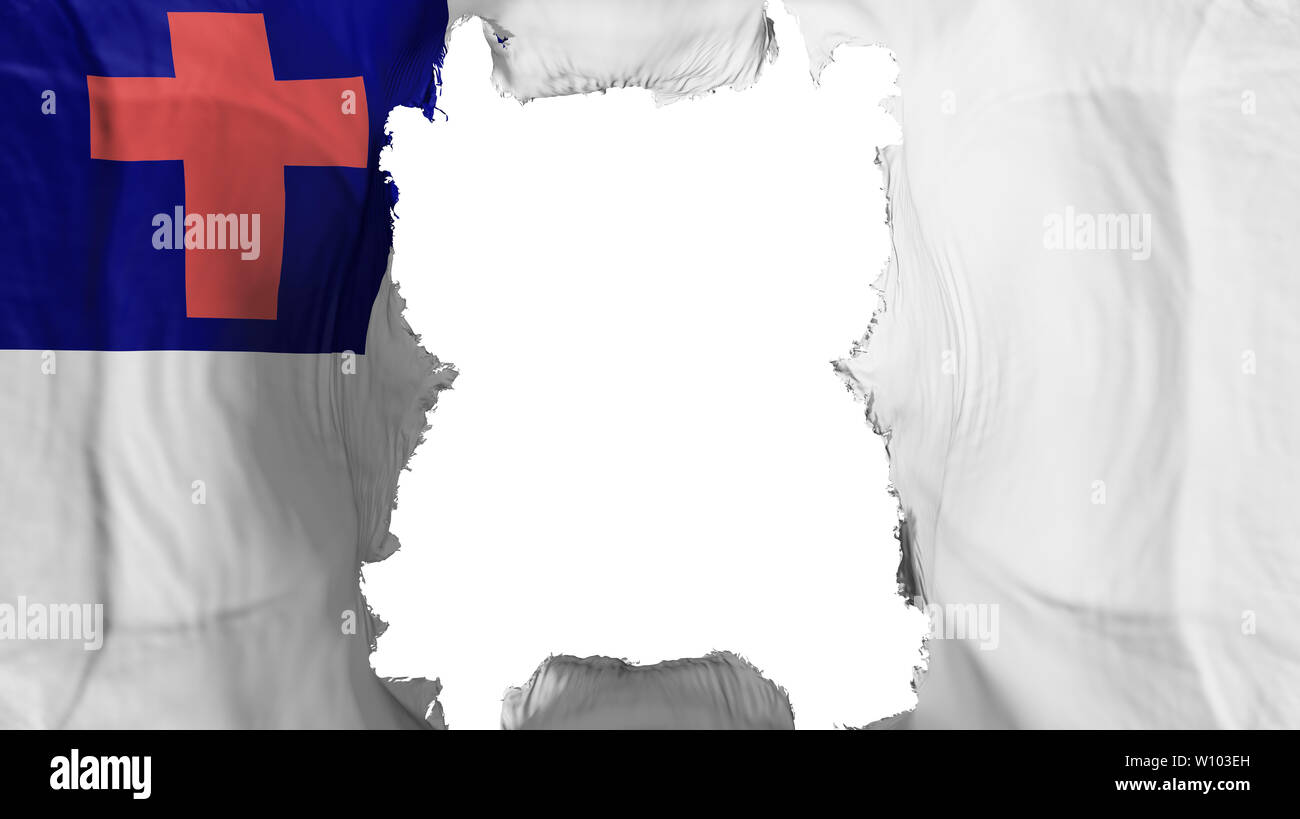 Ripped Christian flying flag Stock Photo - Alamy