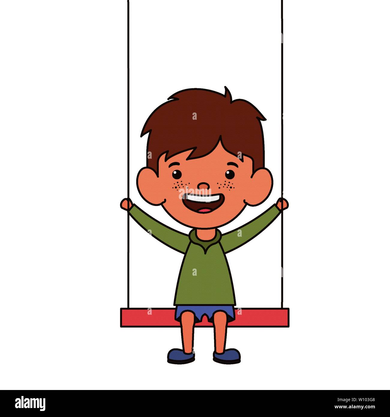 baby boy in swing smiling on white background Stock Vector Image & Art ...
