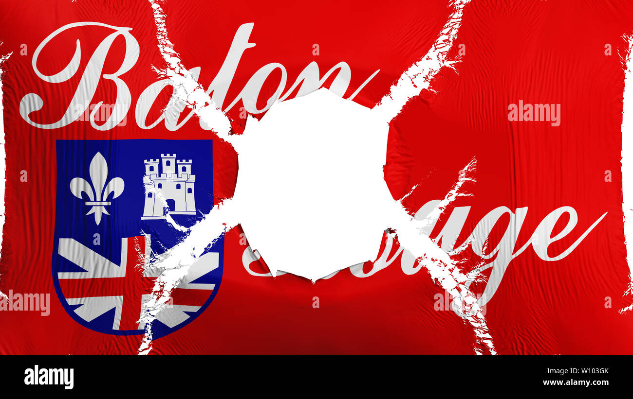 Baton Rouge capital city flag with a hole Stock Photo - Alamy
