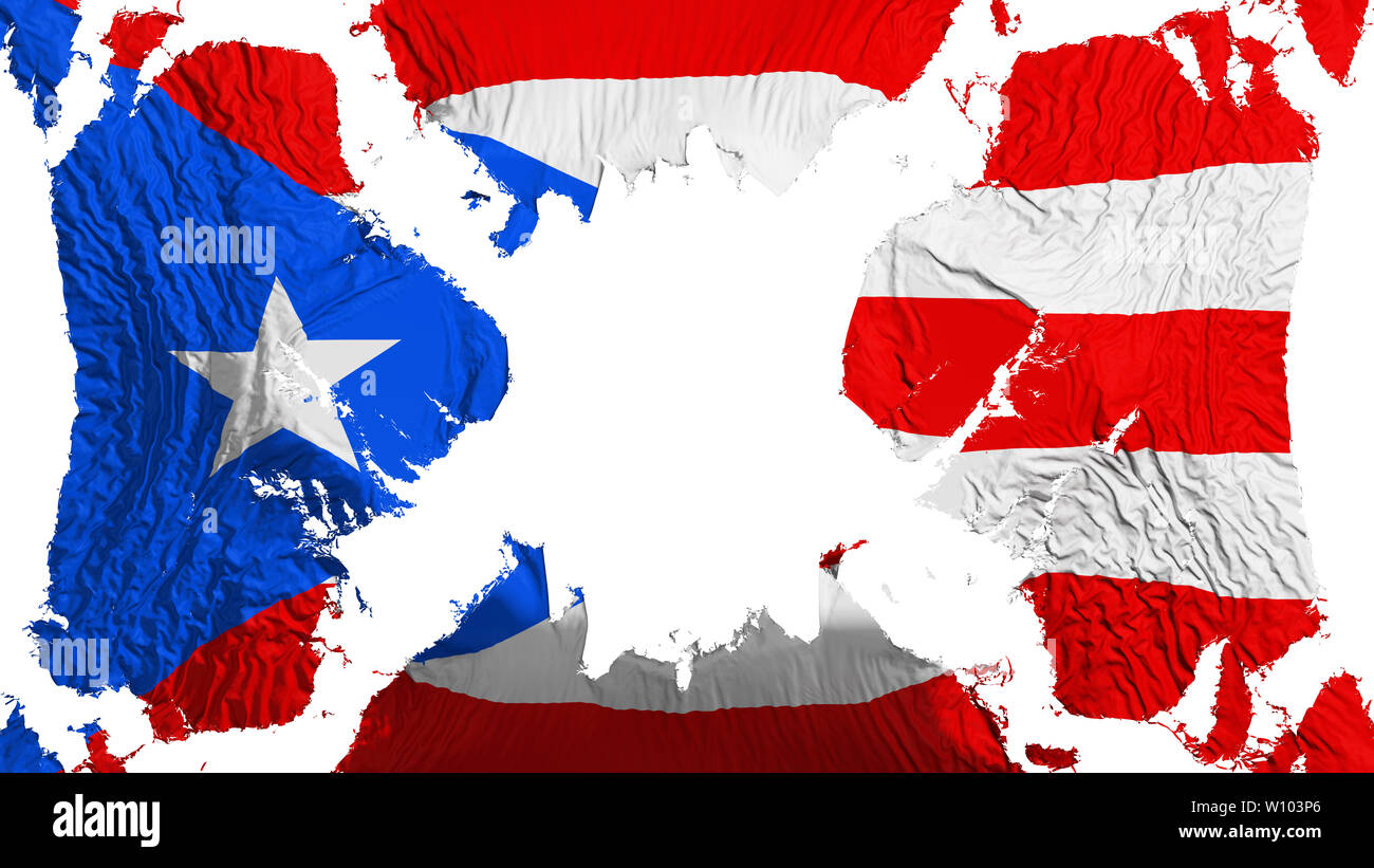 Puerto Rico state torn flag fluttering in the wind Stock Photo - Alamy