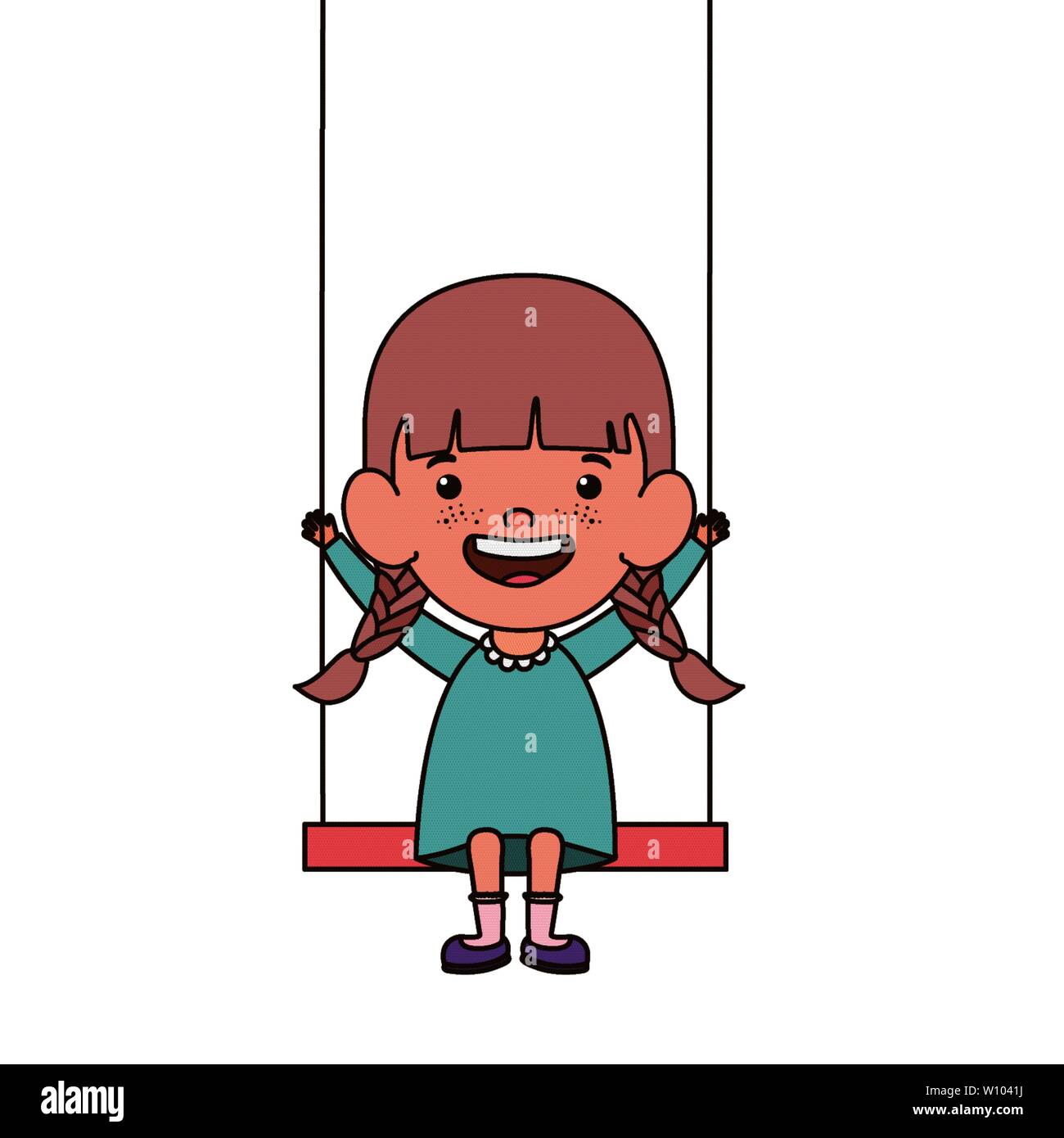 baby girl in swing smiling on white background Stock Vector Image & Art ...