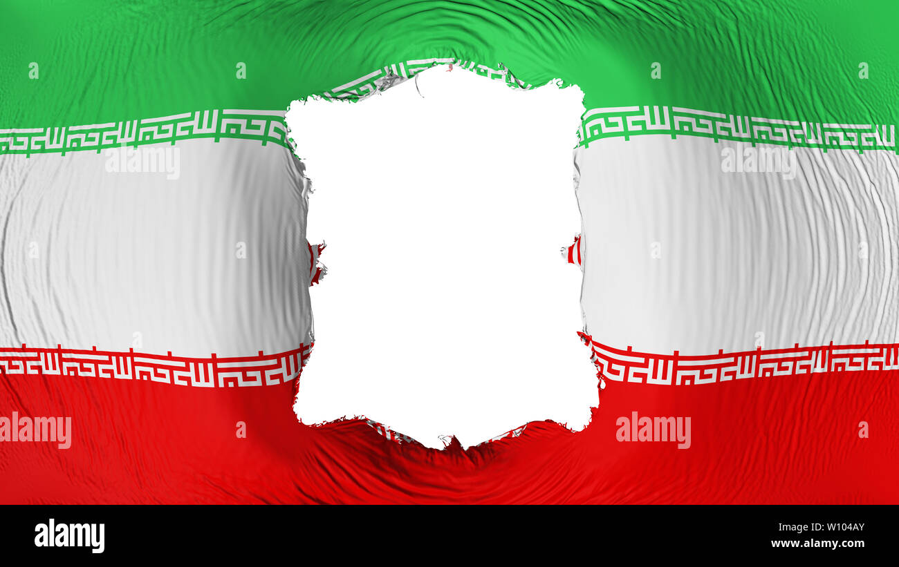Square hole in the Iran flag Stock Photo - Alamy
