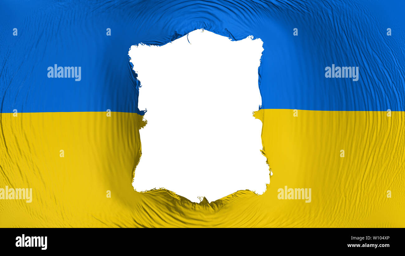 Square hole in the Ukraine flag Stock Photo - Alamy