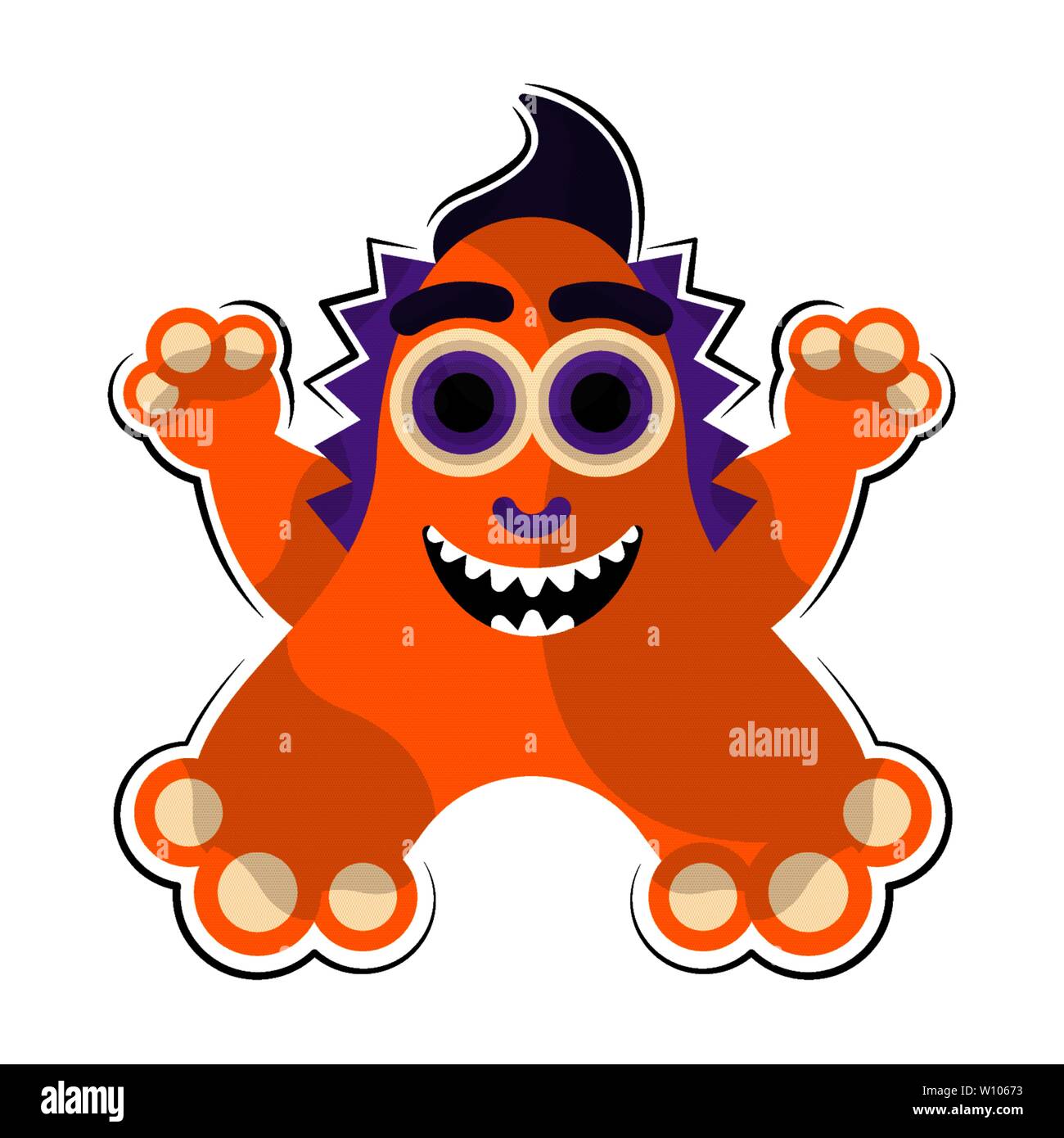 Isolated comic happy monster over a white background - Vector Stock ...