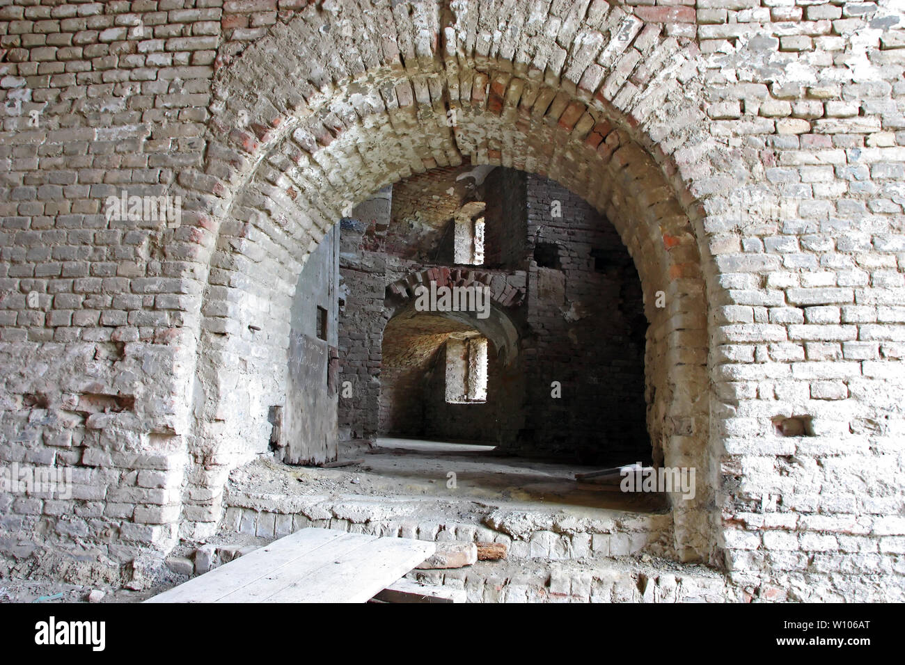 The interior of the unfinished part of the old Fortress of Brod, a ...