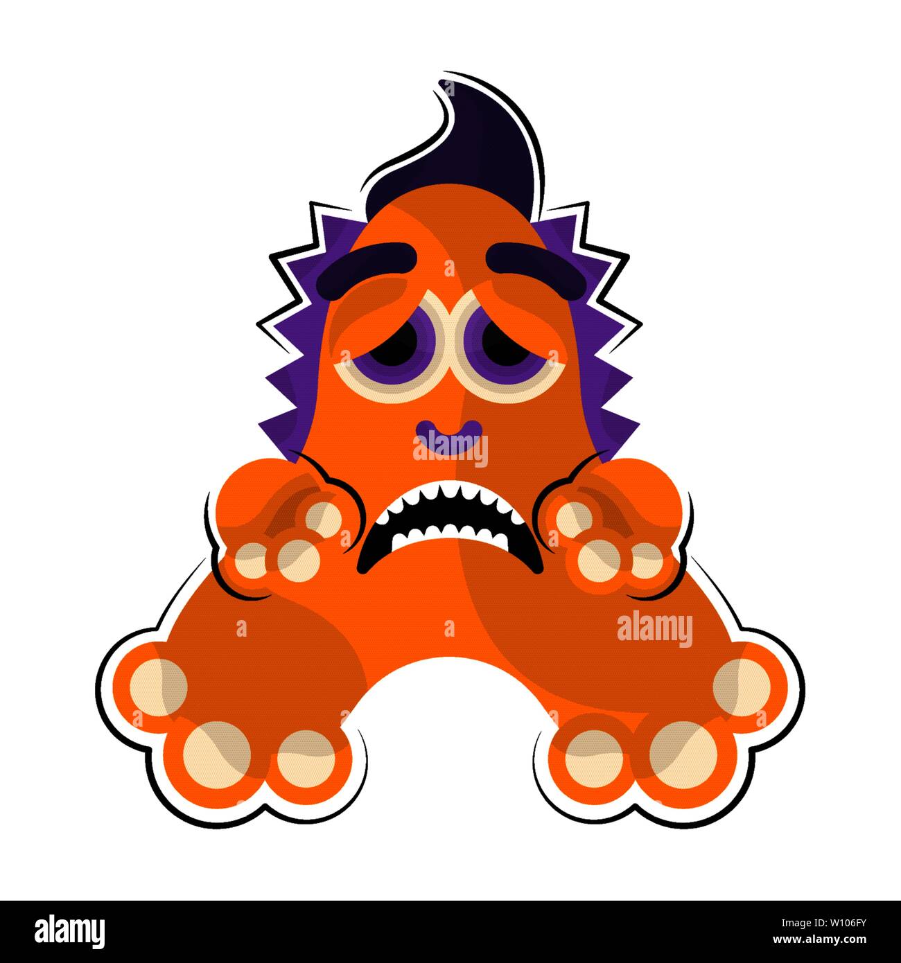 Isolated comic sad monster over a white background - Vector Stock ...