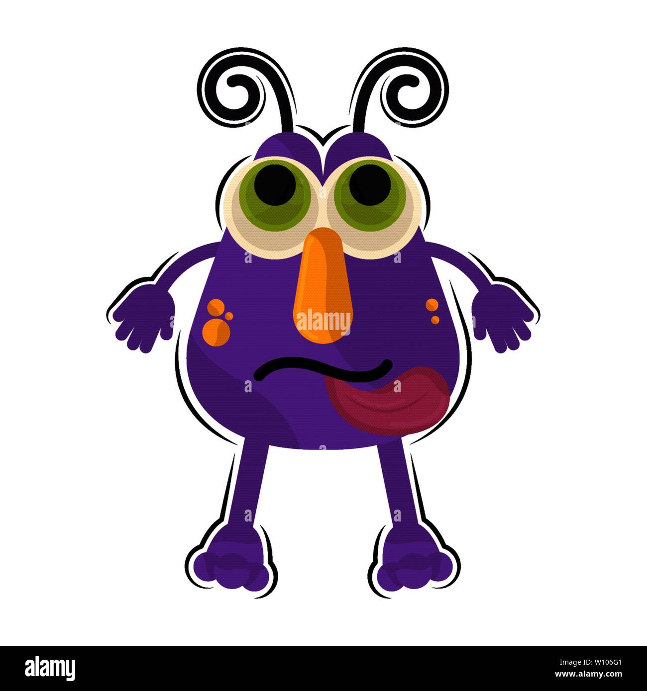 Isolated comic doubtful monster over a white background - Vector Stock ...