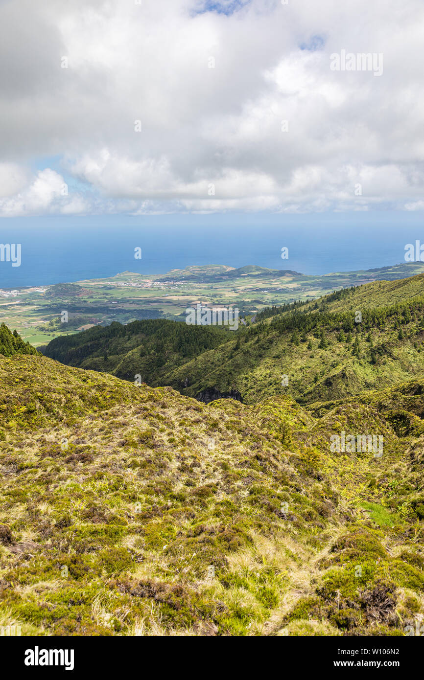 Panorama of Sao Miguel island from Lagoa to Fogo crater lake, Azores ...