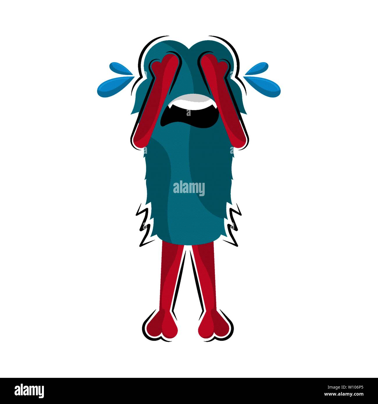 Isolated comic crying monster over a white background - Vector Stock ...