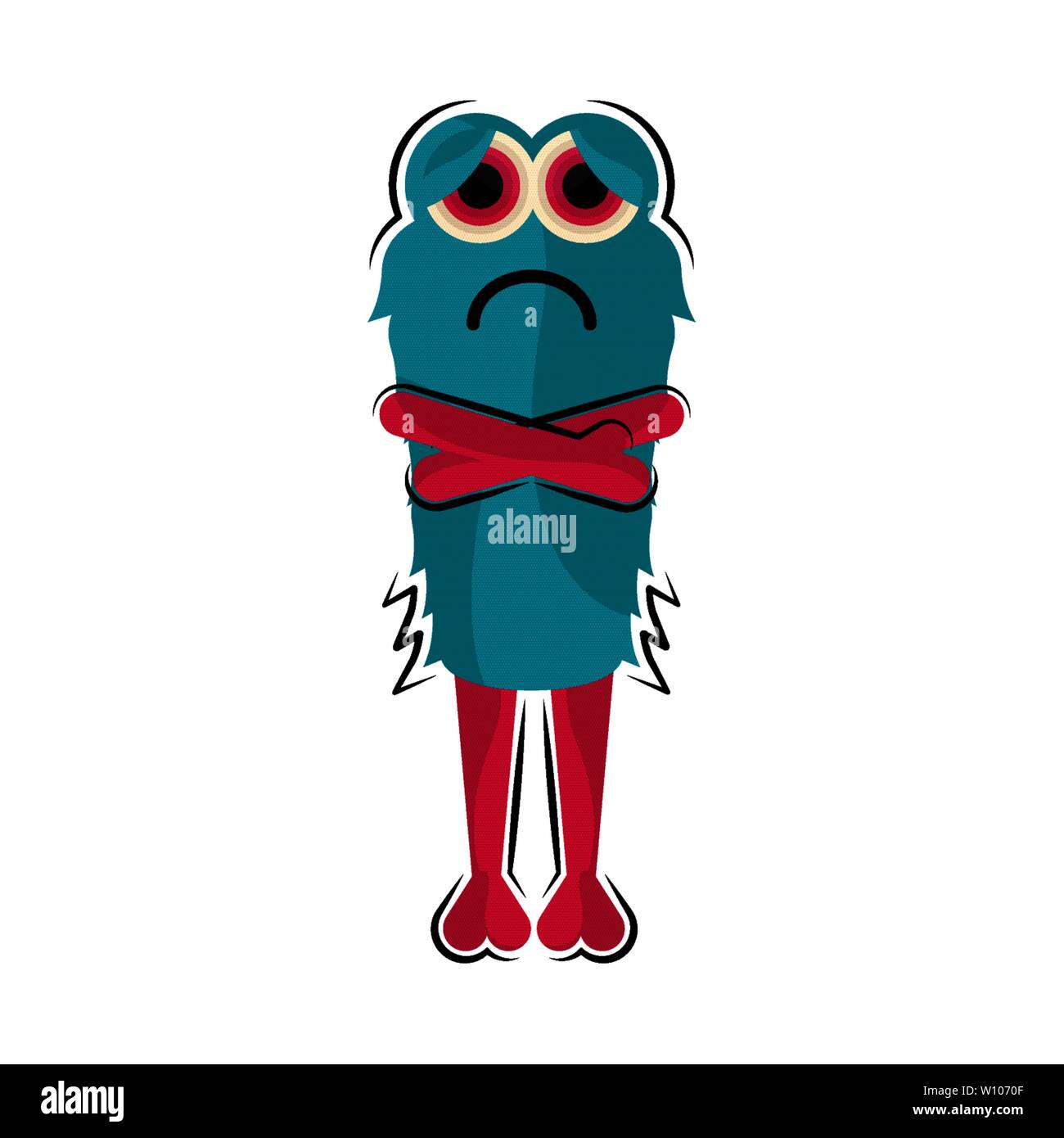 Isolated comic sad monster over a white background - Vector Stock ...