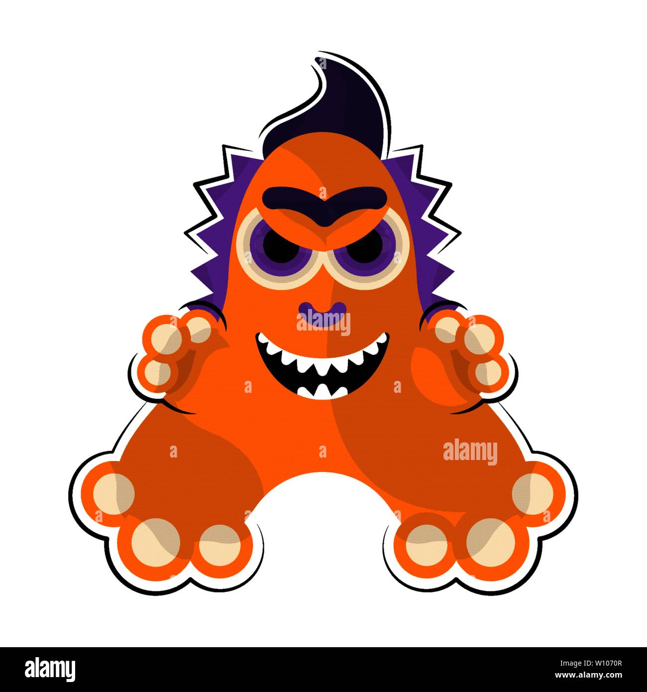 Isolated comic angry monster over a white background - Vector Stock ...