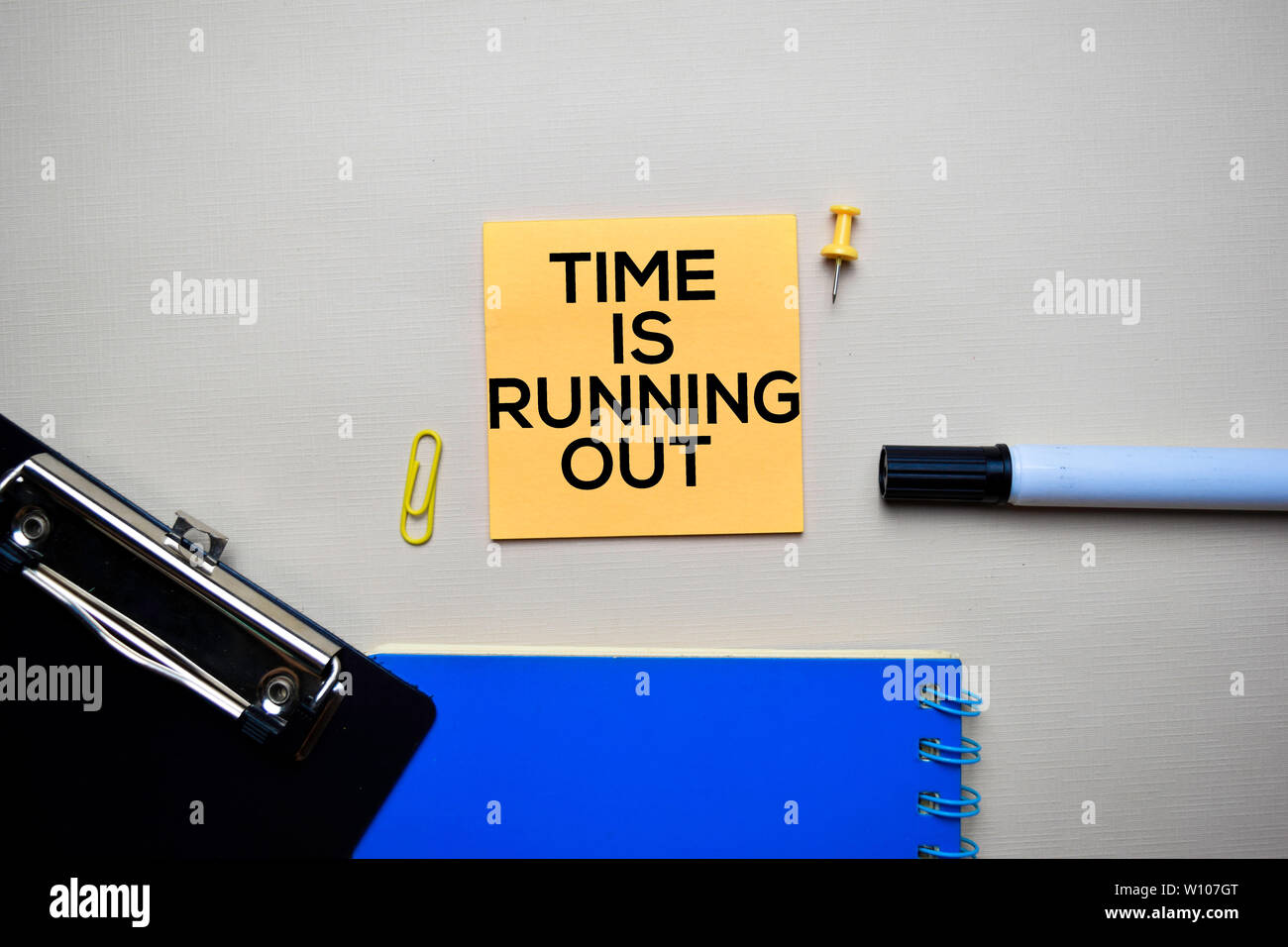 Time Is Running Out text on sticky notes with office desk concept Stock ...