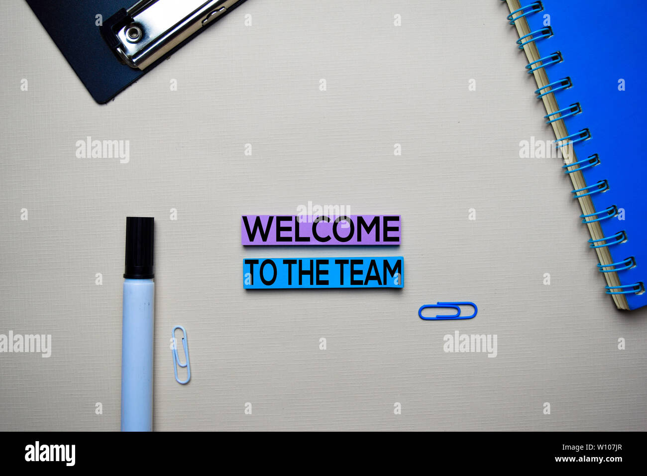 Welcome to the Team text on sticky notes with office desk concept Stock ...