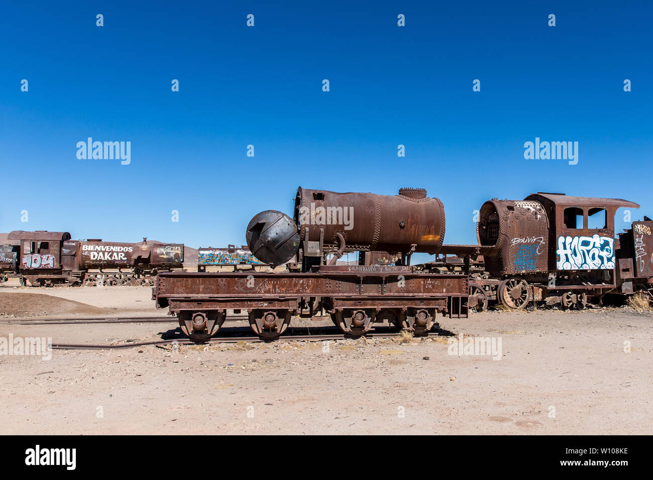 Train cemetary in Uyuni, Bolivia Stock Photo - Alamy